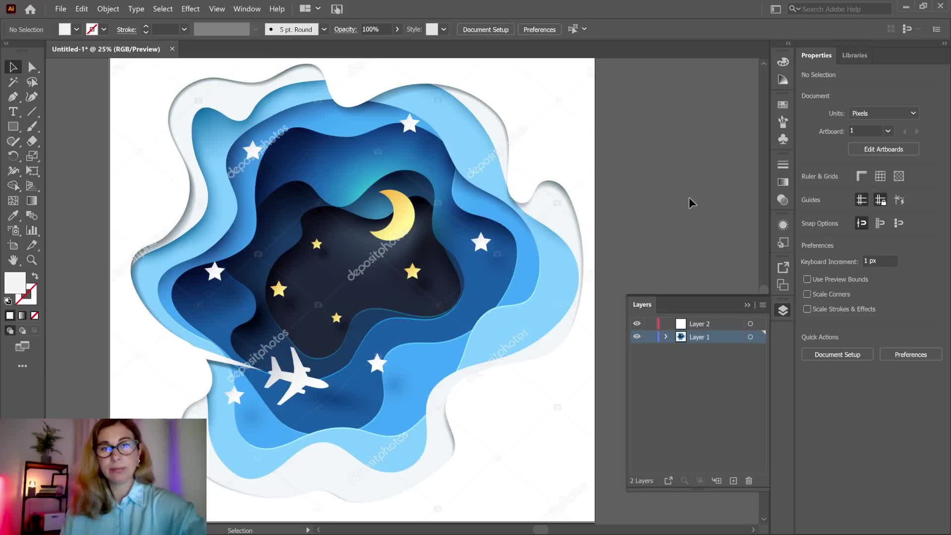 Adobe Illustrator 2_2 - paper cutout - открытка самолет (часть 1)